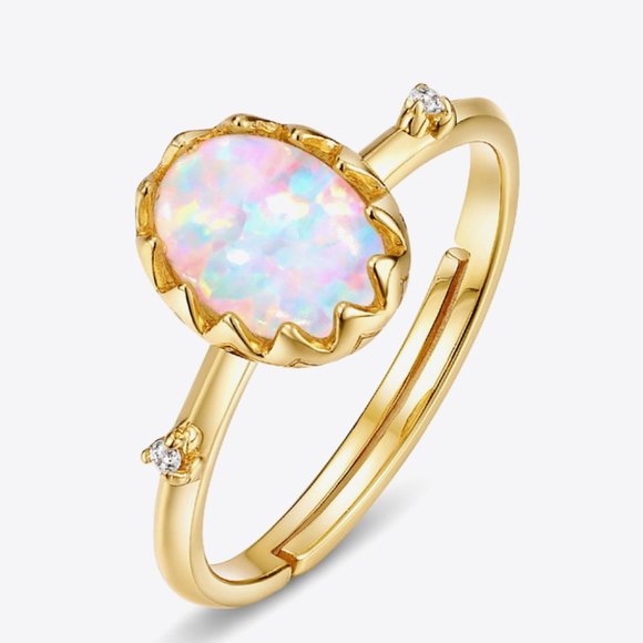 White Label | Jewelry | Opal And Zircon Adjustable Ring For Women ...